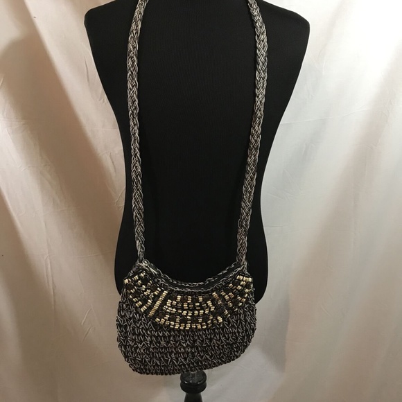 Bags | Sun N Sand Black And Gray Woven Beaded Purse 11 X 8 | Poshmark